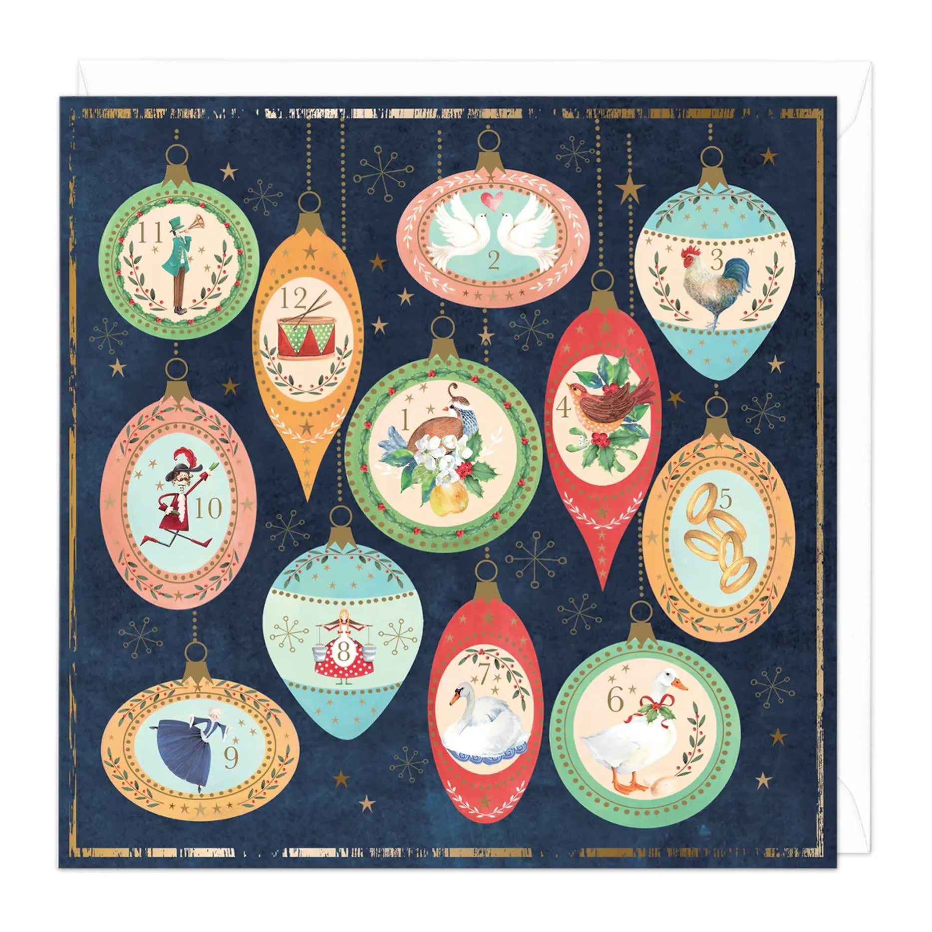 12 Days of Christmas Baubles Card – Handwritten Cards UK