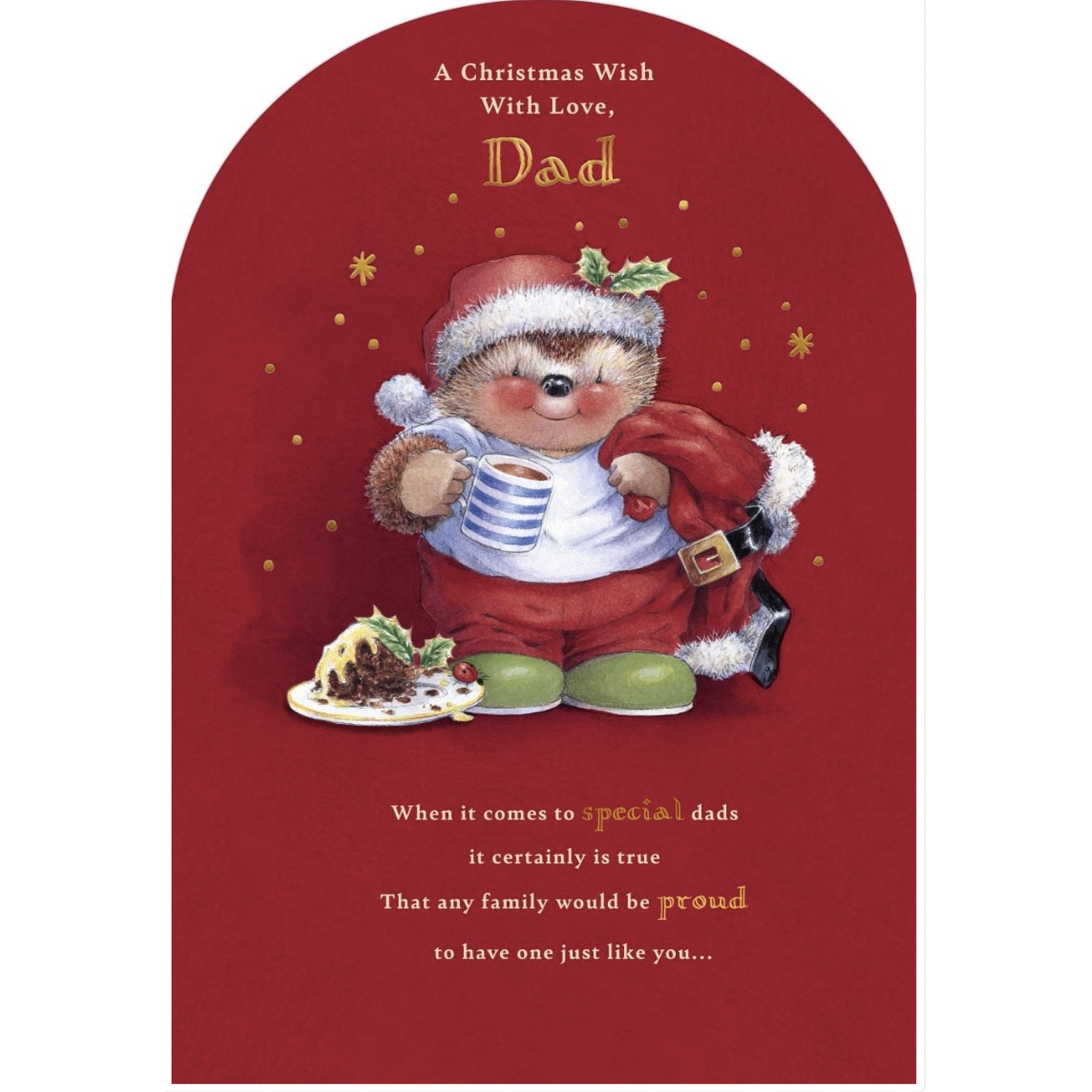 Christmas Card for Dad – Hedgehog with Mug & Christmas Tree ...