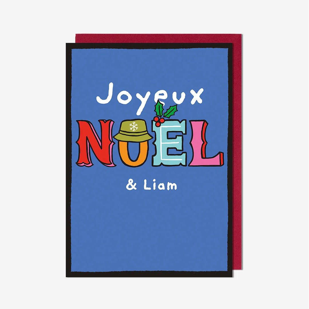 Joyeux Noël & Liam Christmas Card – Handwritten Cards UK